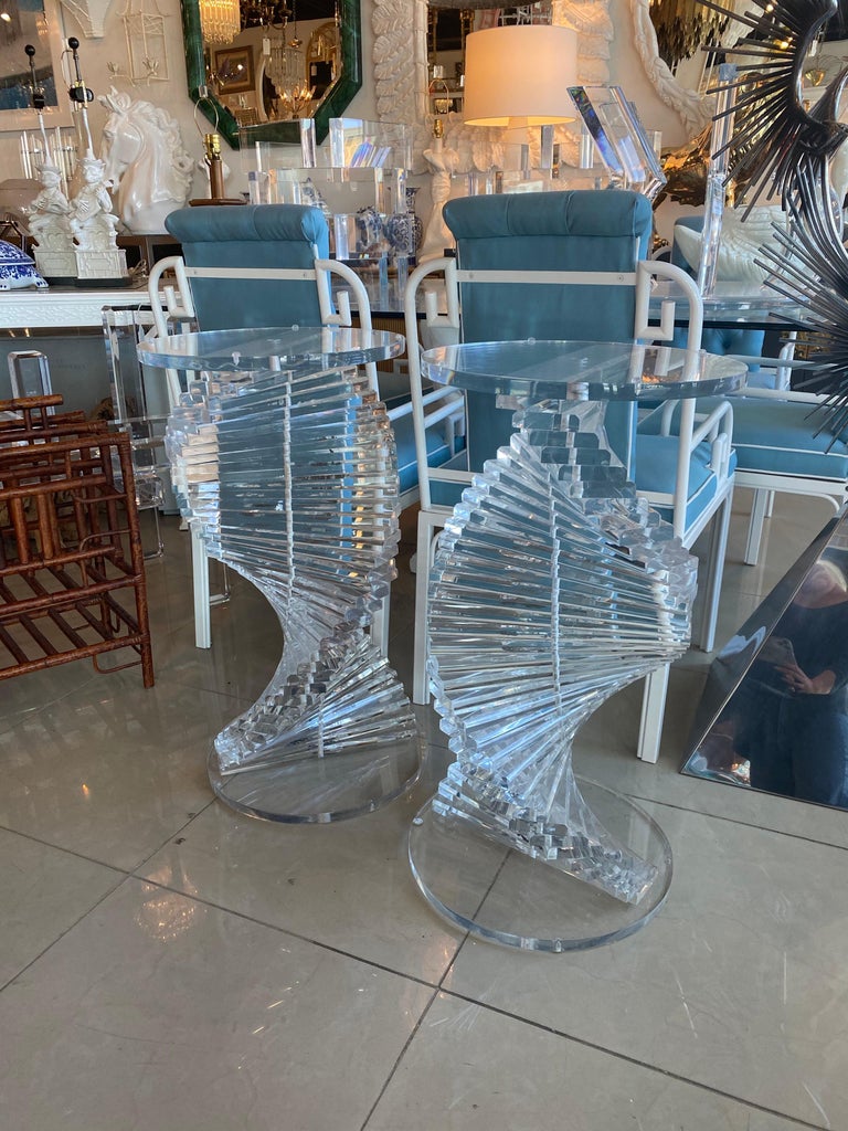 Vintage Pair of Lucite DNA Spiral Helix Dining Table or Desk Bases at ...