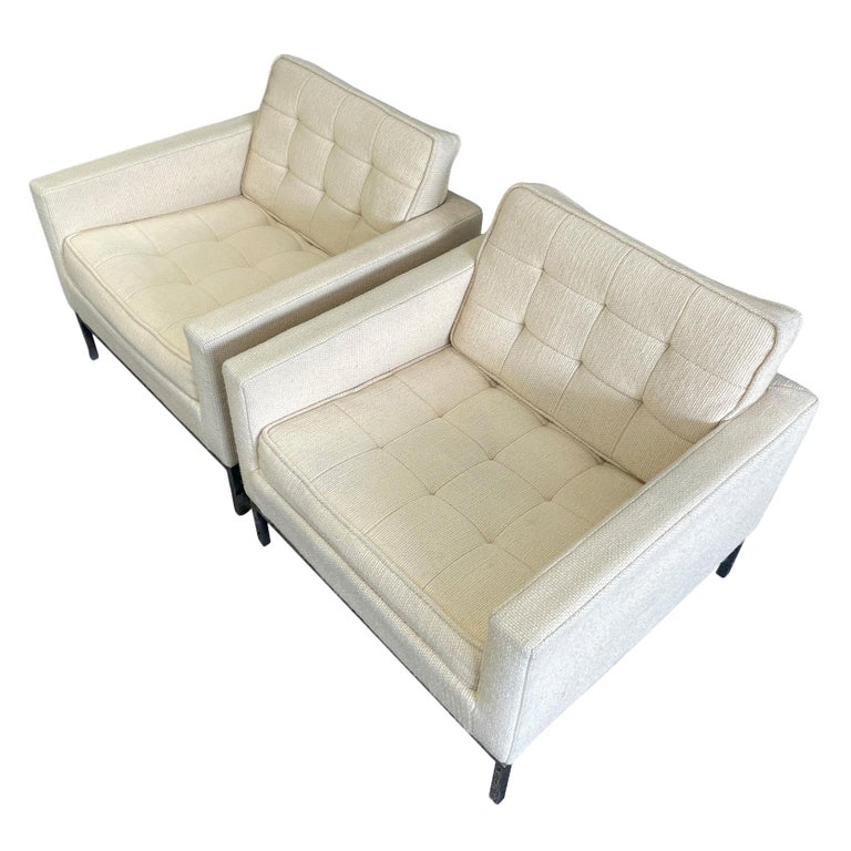 Vintage Pair of Mid Century Florence Knoll Club Lounge Chairs Wool ...