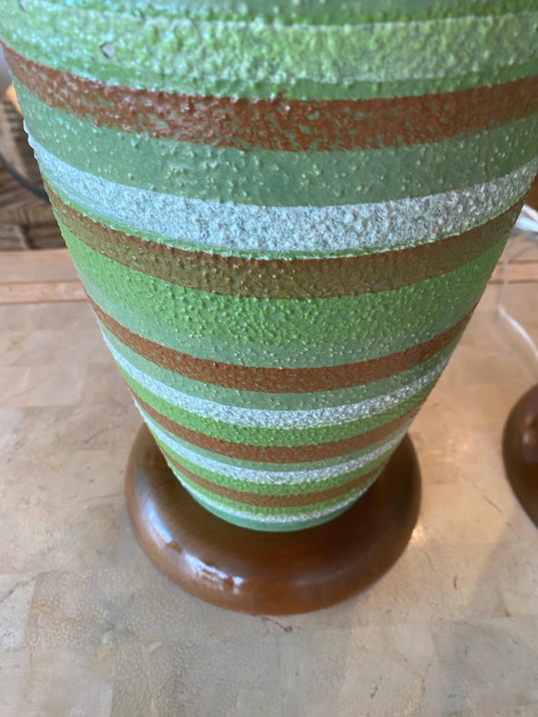 Vintage Pair of Mid-Century Modern Stripe Table Lamps Newly Wired For ...