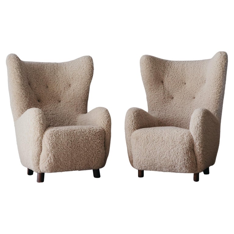 Vintage Pair Of Mogens Lassen Wingback Chairs From Denmark, Circa 1950 ...