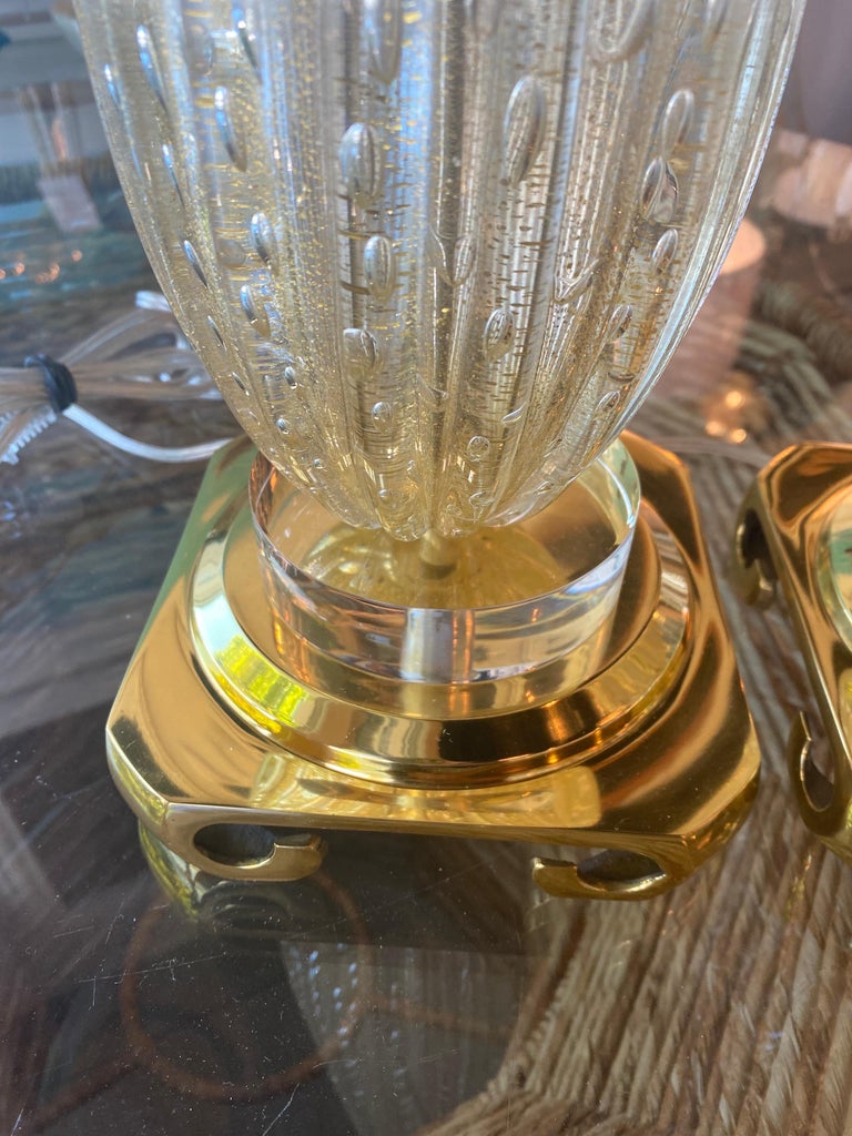 Vintage Pair of Murano Gold Seguso Bubble Table Lamps Newly Wired ...