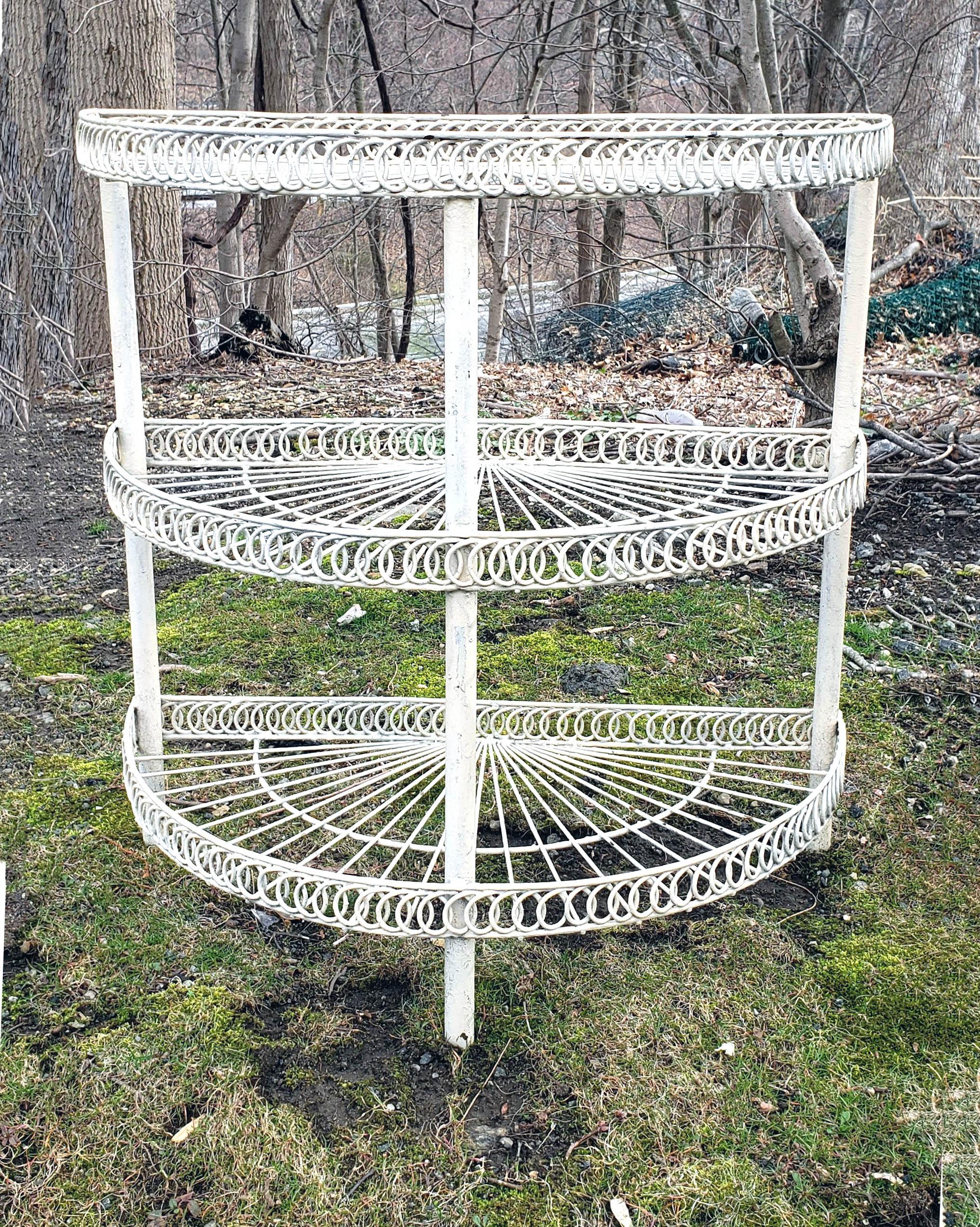 Vintage Pair of Painted Wire Demilune Flower Stands, circa 1930-1950 at ...