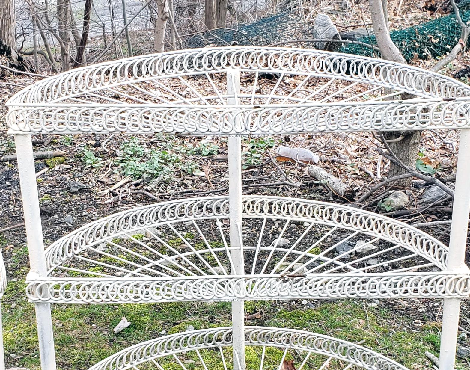 Vintage Pair of Painted Wire Demilune Flower Stands, circa 1930-1950 at ...