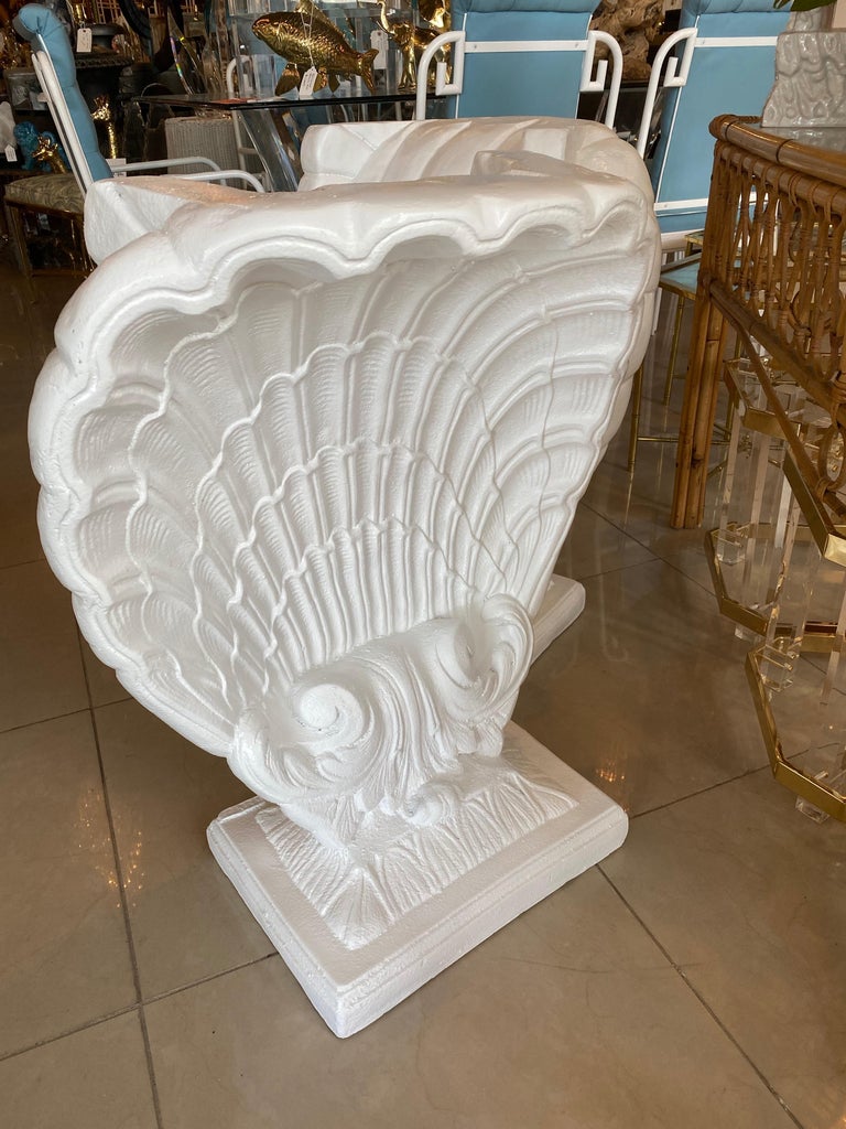 Vintage Pair of Plaster Seashell Scallop Shell Dining Table or Desk ...