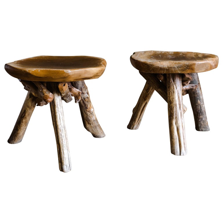 Vintage Pair of Root Stools from Sweden, 1950s at 1stDibs