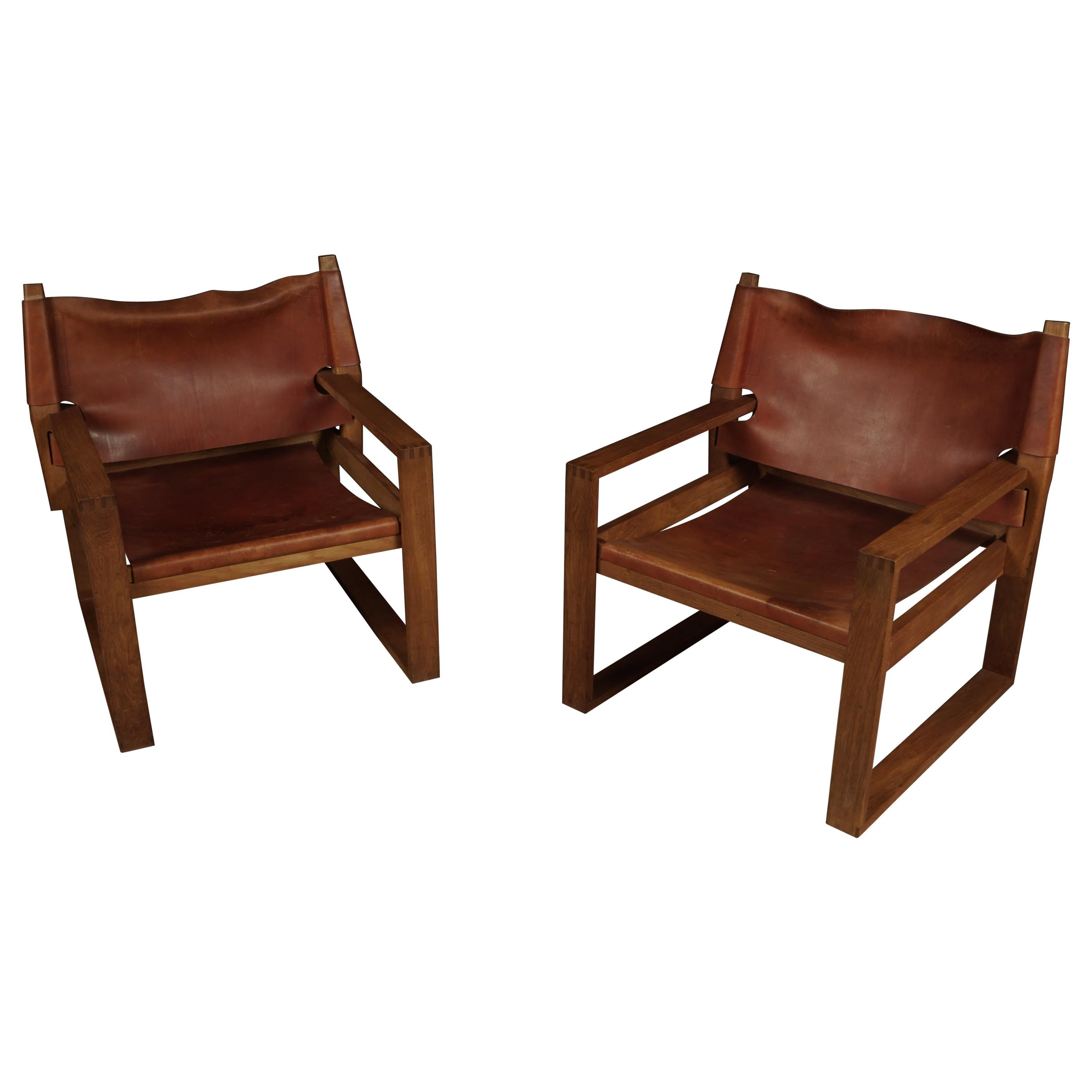Vintage Pair of Safari Chairs Designed by Svend Frandsen, Denmark ...
