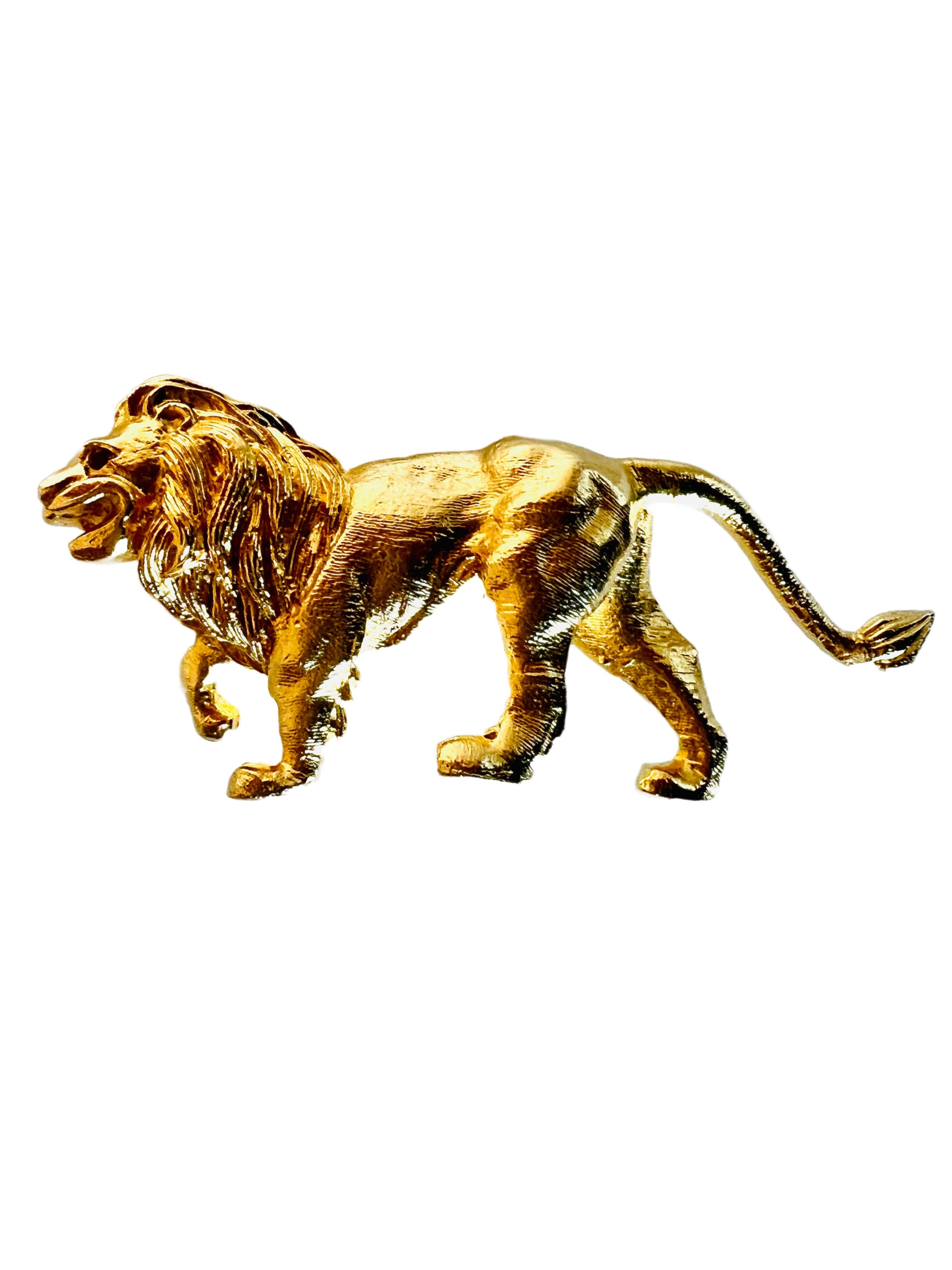 Vintage Pair of Signed Polcini Lion Brooches at 1stDibs