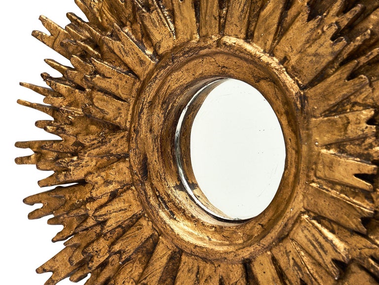 Vintage Pair of Small Sunburst Mirrors at 1stDibs