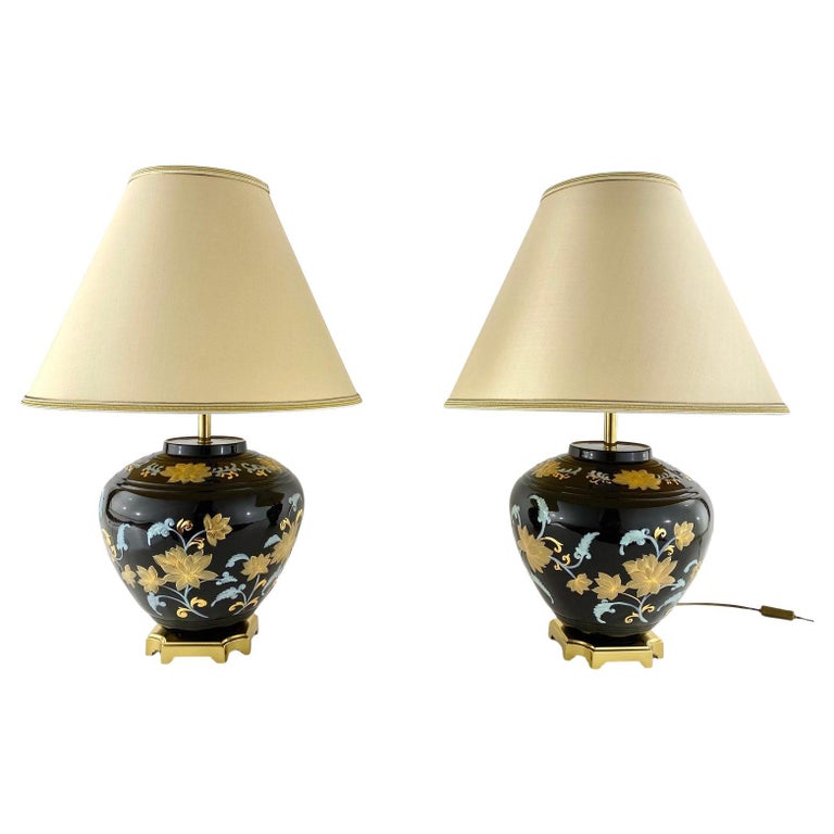 Vintage Pair Of Table Lamps 1980s Bronze And Porcelain Paired Lamps ...