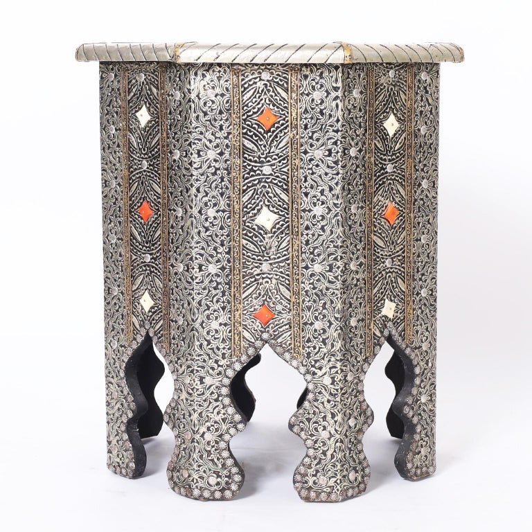 Vintage Pair of Turkish Metal Work and Bone Stands or Tables For Sale ...