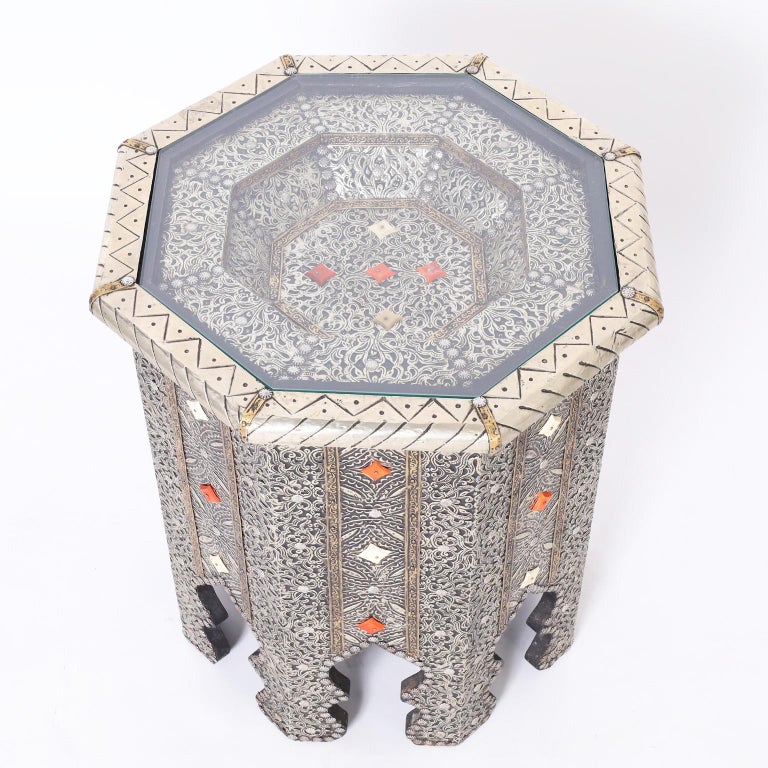 Vintage Pair of Turkish Metal Work and Bone Stands or Tables For Sale ...