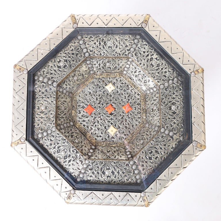 Vintage Pair of Turkish Metal Work and Bone Stands or Tables For Sale ...