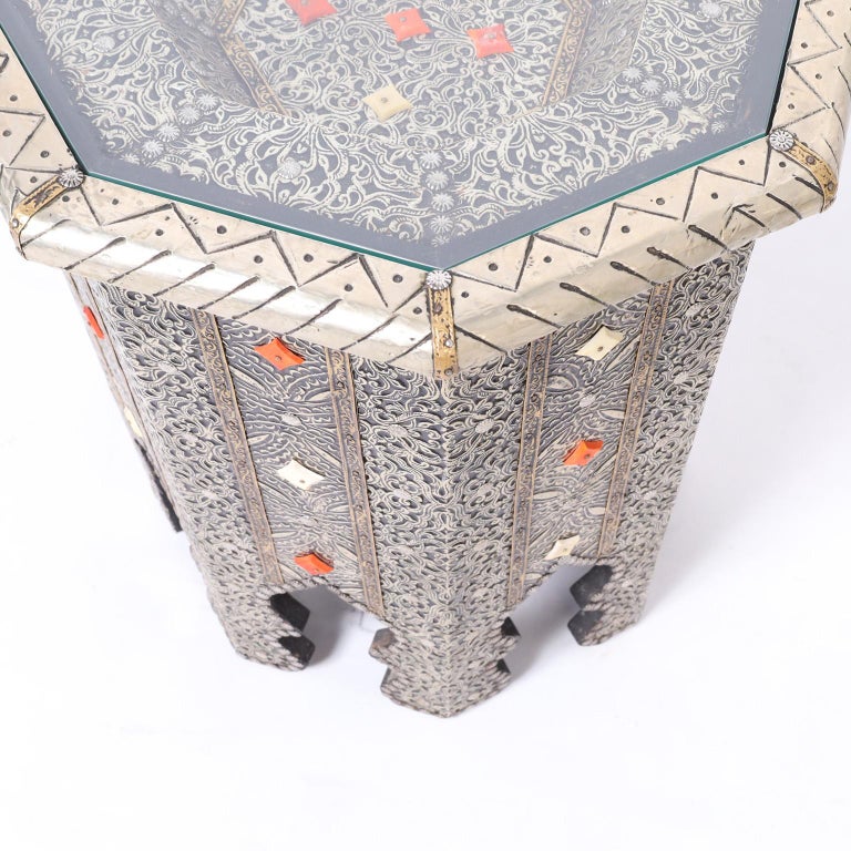 Vintage Pair of Turkish Metal Work and Bone Stands or Tables For Sale ...