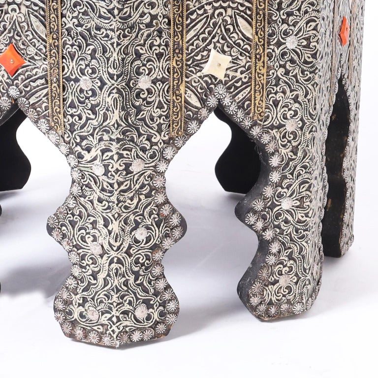 Vintage Pair of Turkish Metal Work and Bone Stands or Tables For Sale ...