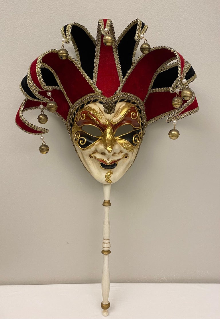 Vintage Pair of Venetian Masquerade Masks on Opera Sticks For Sale at ...