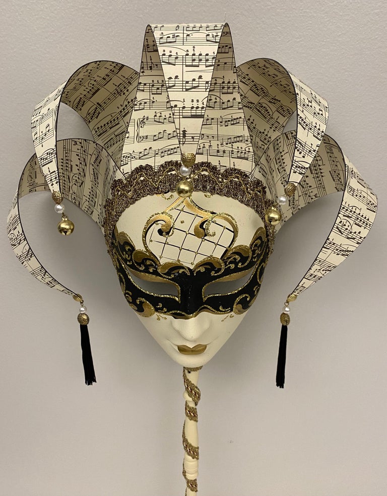 Vintage Pair of Venetian Masquerade Masks on Opera Sticks For Sale at ...