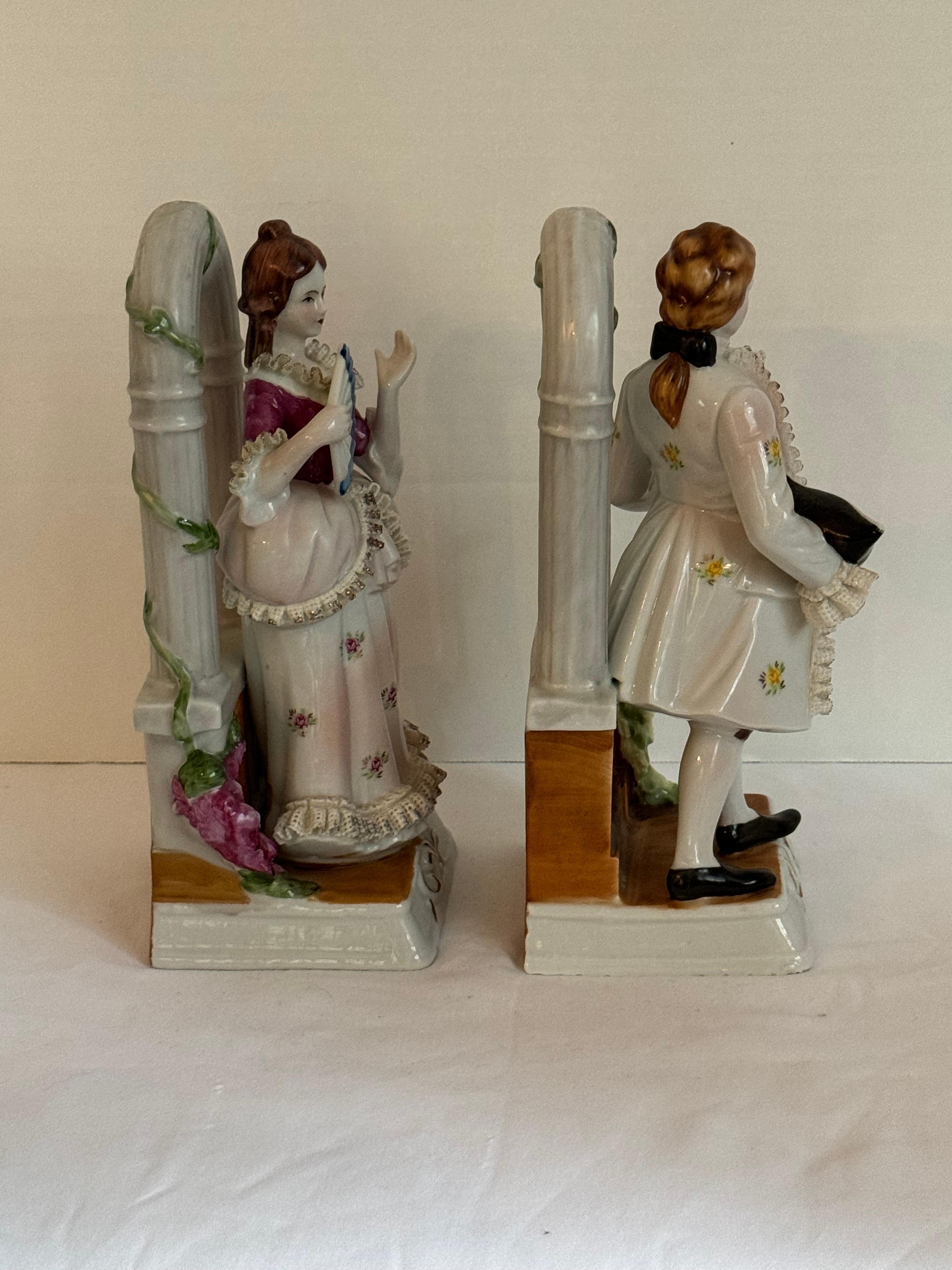 Vintage pair of victorian statues a victorian couple For Sale at 1stDibs