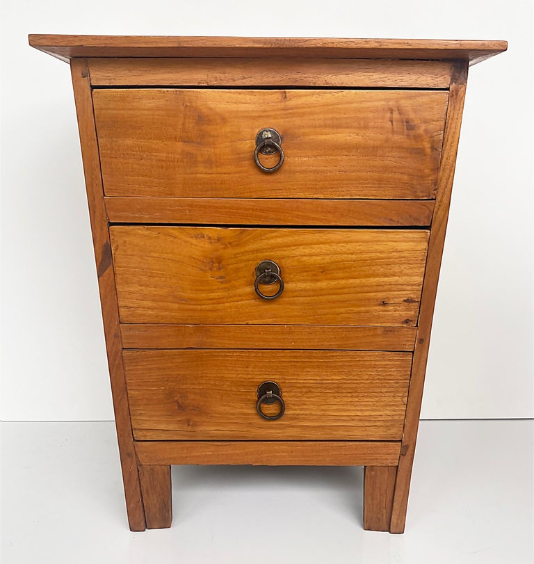 Vintage Pair of Walnut Night Stands End Tables with 3 Drawers, Ring ...