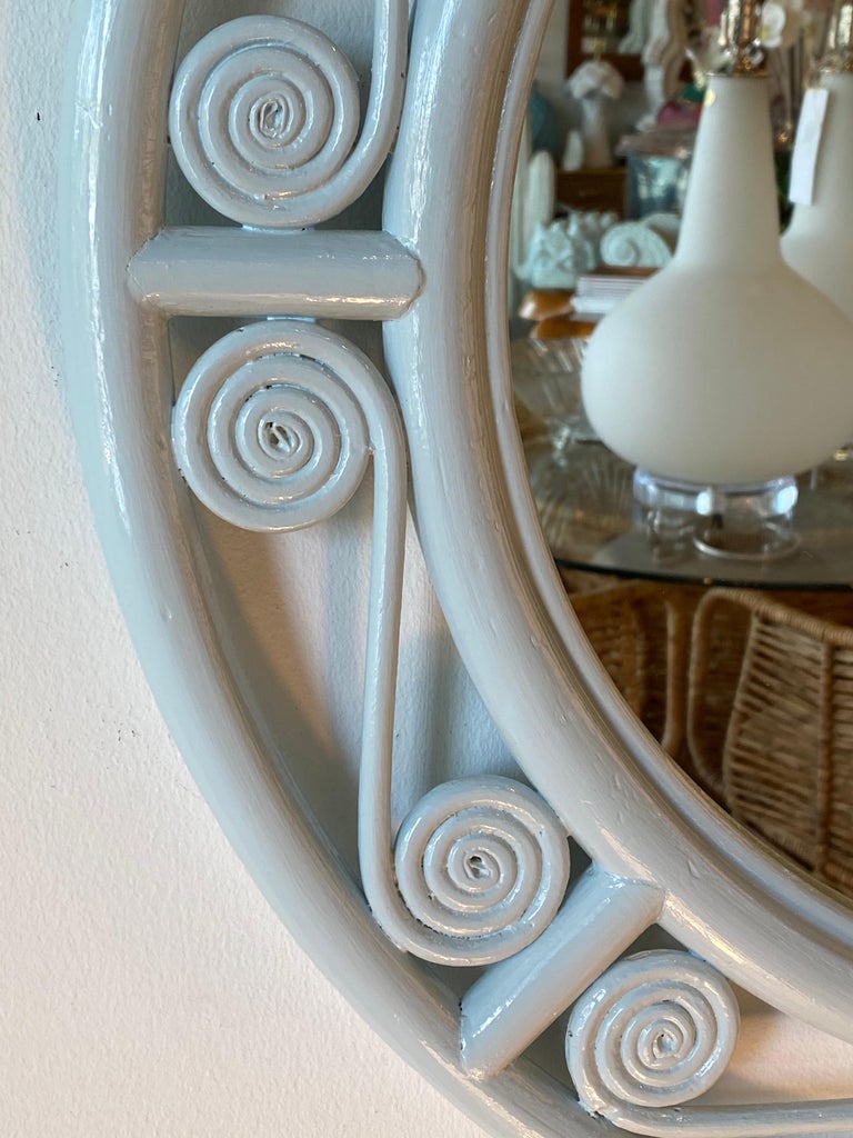 Vintage Pair of Wicker and Rattan Reed Lacquered Light Blue Round Wall ...