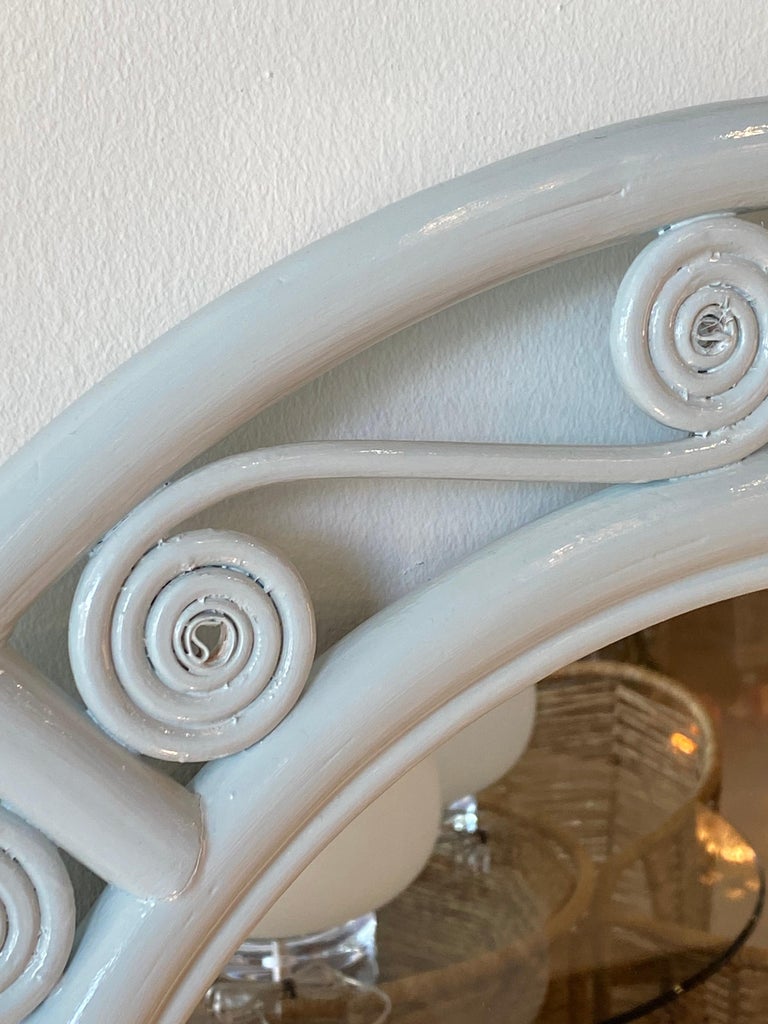 Vintage Pair of Wicker and Rattan Reed Lacquered Light Blue Round Wall ...