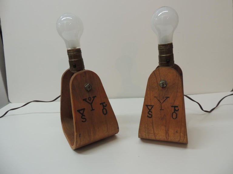 Vintage Pair of Wood Horse Stirrup Petite Table Lamps at 1stDibs ...