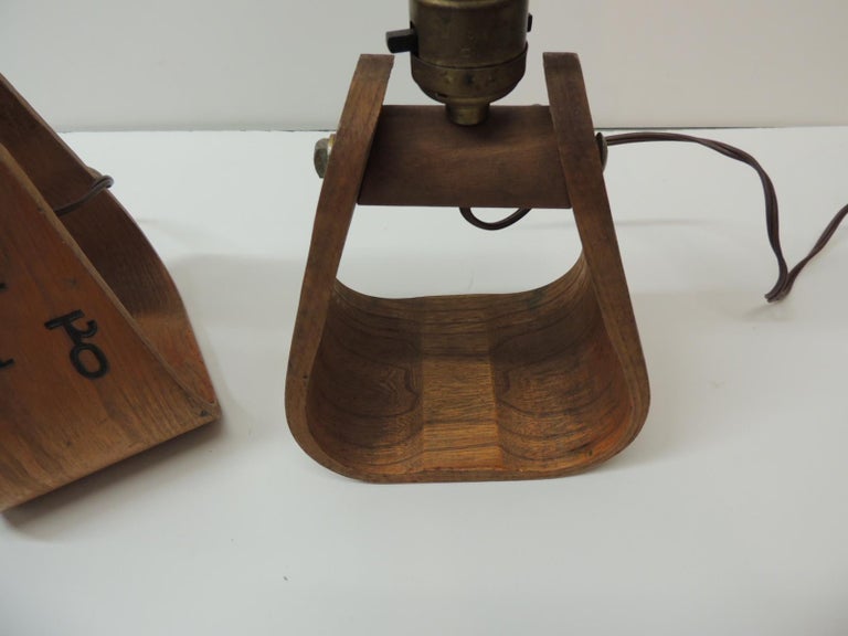 Vintage Pair of Wood Horse Stirrup Petite Table Lamps at 1stDibs ...