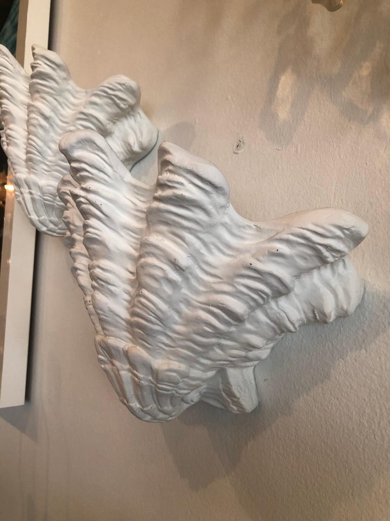 Pair of Palm Beach Roche Style White Plaster Clam Shell Wall Light ...