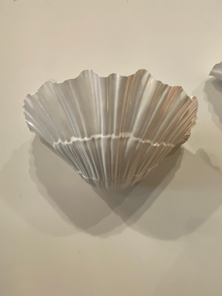 Vintage Pair Palm Beach Shell Seashell Wall Sconce Lamps Lights White ...