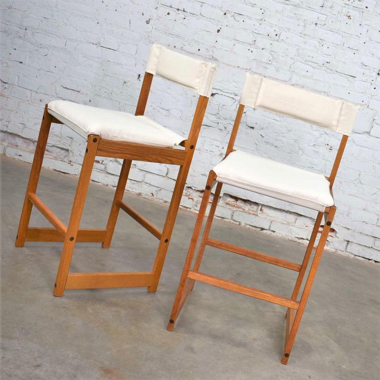 Vintage Pair of Scandinavian Modern Sling Counter Height Bar Stools ...