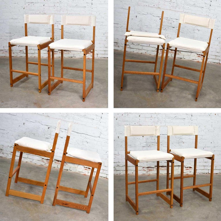 Vintage Pair of Scandinavian Modern Sling Counter Height Bar Stools ...