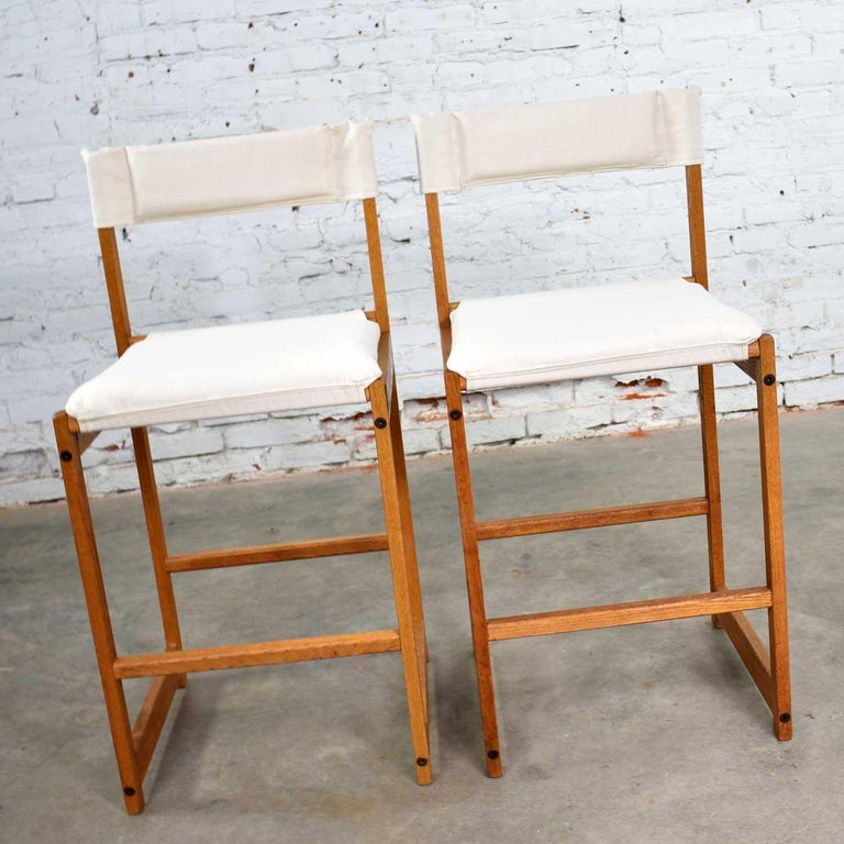 Vintage Pair of Scandinavian Modern Sling Counter Height Bar Stools ...
