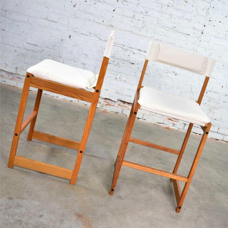 Vintage Pair of Scandinavian Modern Sling Counter Height Bar Stools ...