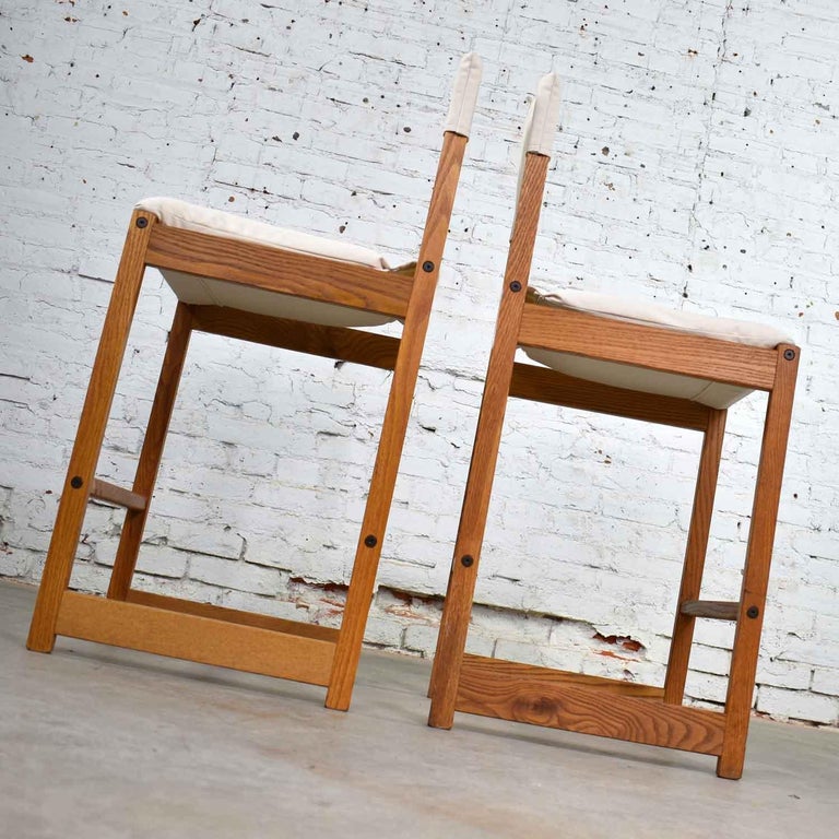Vintage Pair of Scandinavian Modern Sling Counter Height Bar Stools ...