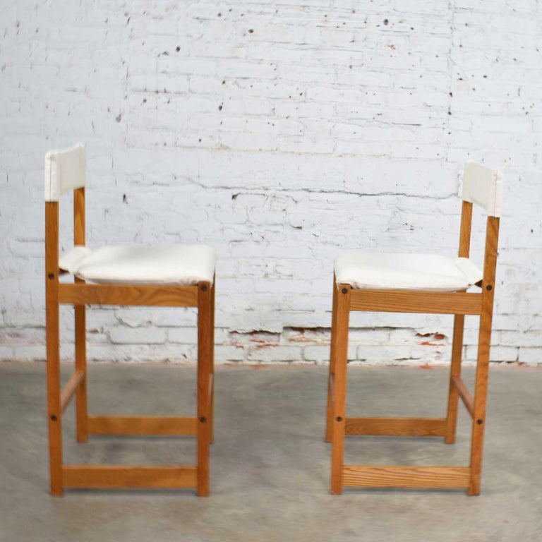 Vintage Pair of Scandinavian Modern Sling Counter Height Bar Stools ...