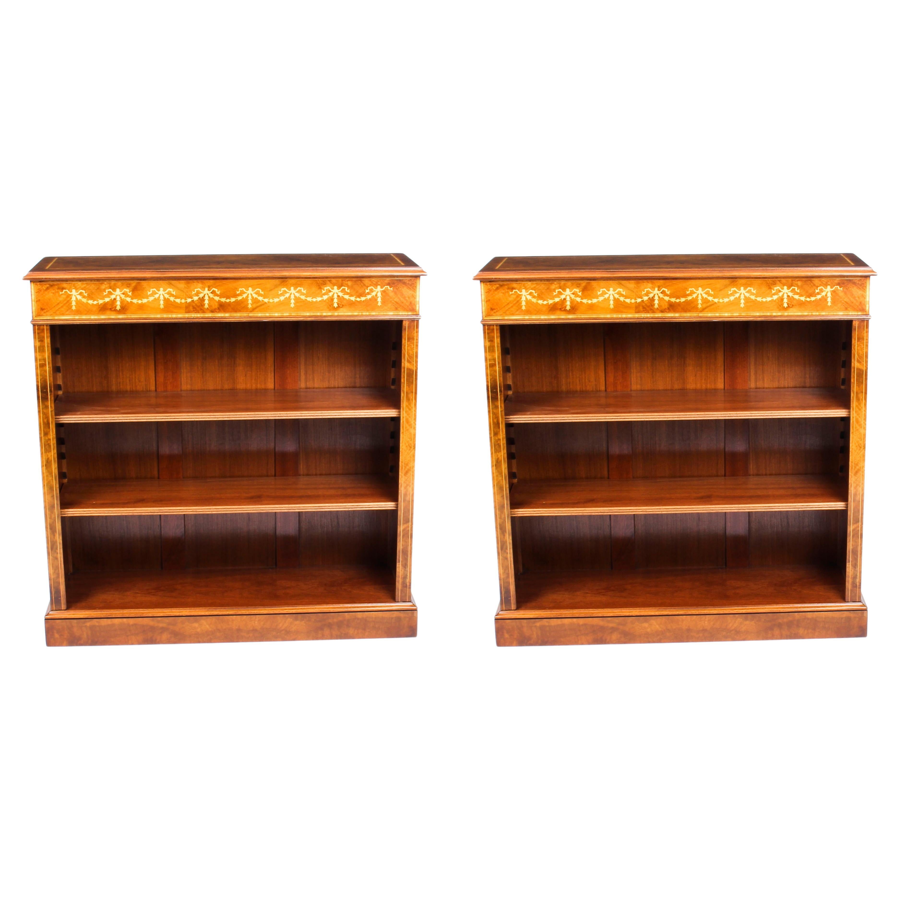 Single Walnut Sheraton Style Open Front Bookcase For Sale at 1stDibs