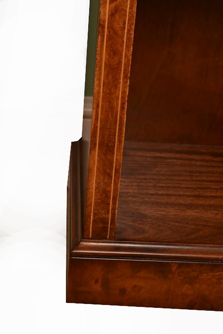 Vintage Pair Sheraton Style Burr Walnut Open Bookcases Late 20th ...