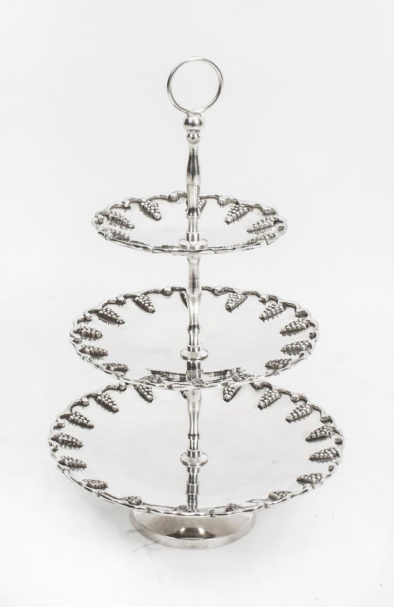 Vintage Pair of Silver Plated Tiered Cake Biscuit Stands at 1stDibs