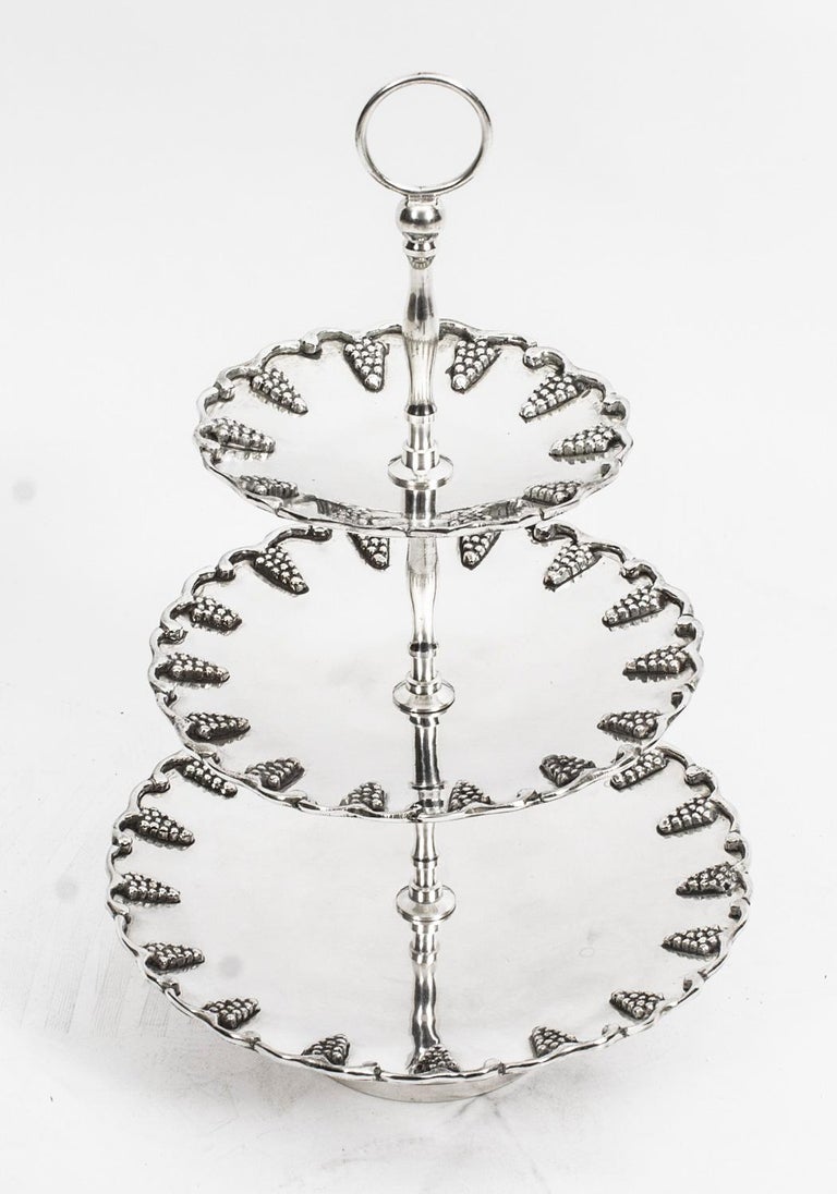Vintage Pair of Silver Plated Tiered Cake Biscuit Stands at 1stDibs