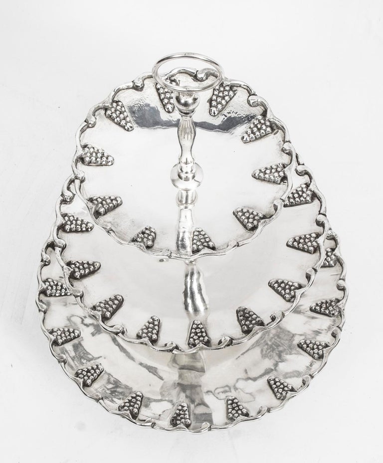 Vintage Pair of Silver Plated Tiered Cake Biscuit Stands at 1stDibs