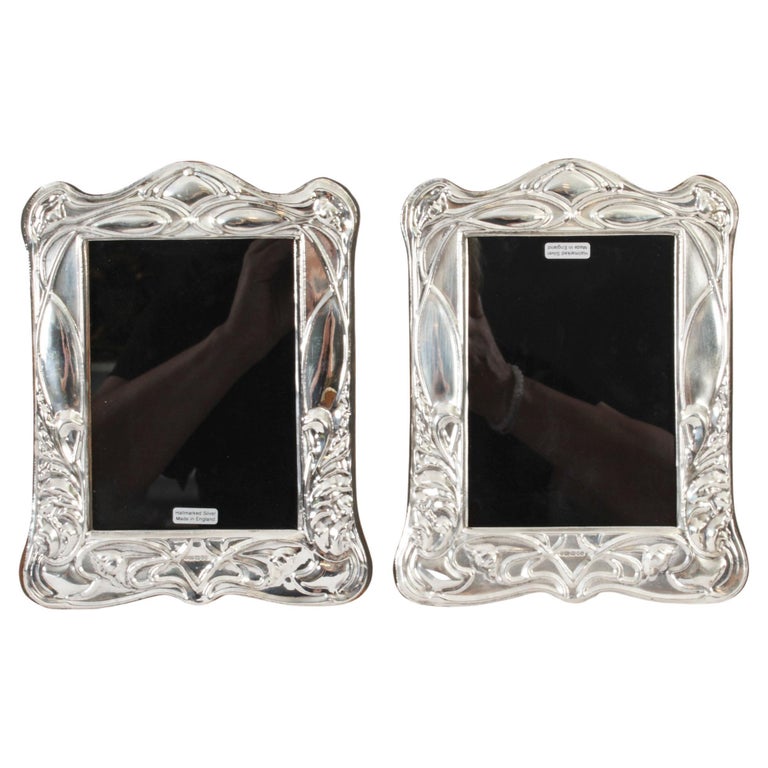 Vintage Pair Sterling Silver Art Nouveau Style Photo Frames For Sale at ...