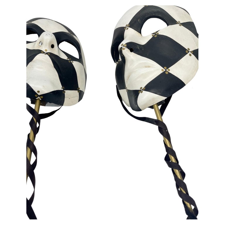 Vintage Pair Venetian Masquerade Mask on Opera Sticks at 1stDibs