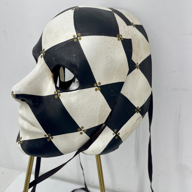 Vintage Pair Venetian Masquerade Mask on Opera Sticks For Sale at 1stDibs