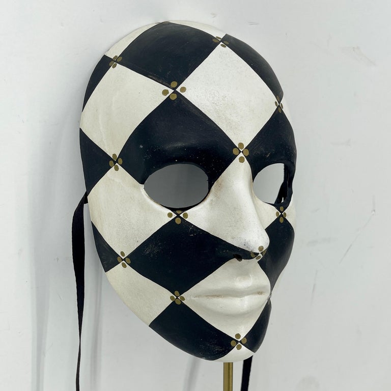 Vintage Pair Venetian Masquerade Mask on Opera Sticks For Sale at 1stDibs