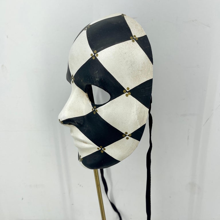 Vintage Pair Venetian Masquerade Mask on Opera Sticks For Sale at 1stDibs