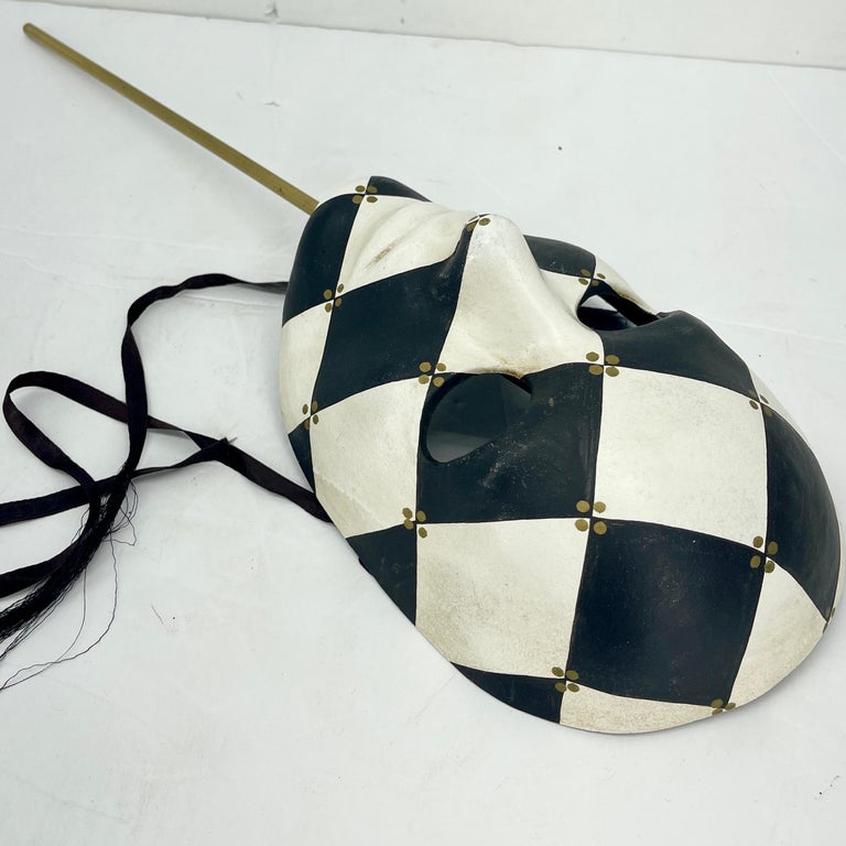 Vintage Pair Venetian Masquerade Mask on Opera Sticks For Sale at 1stDibs