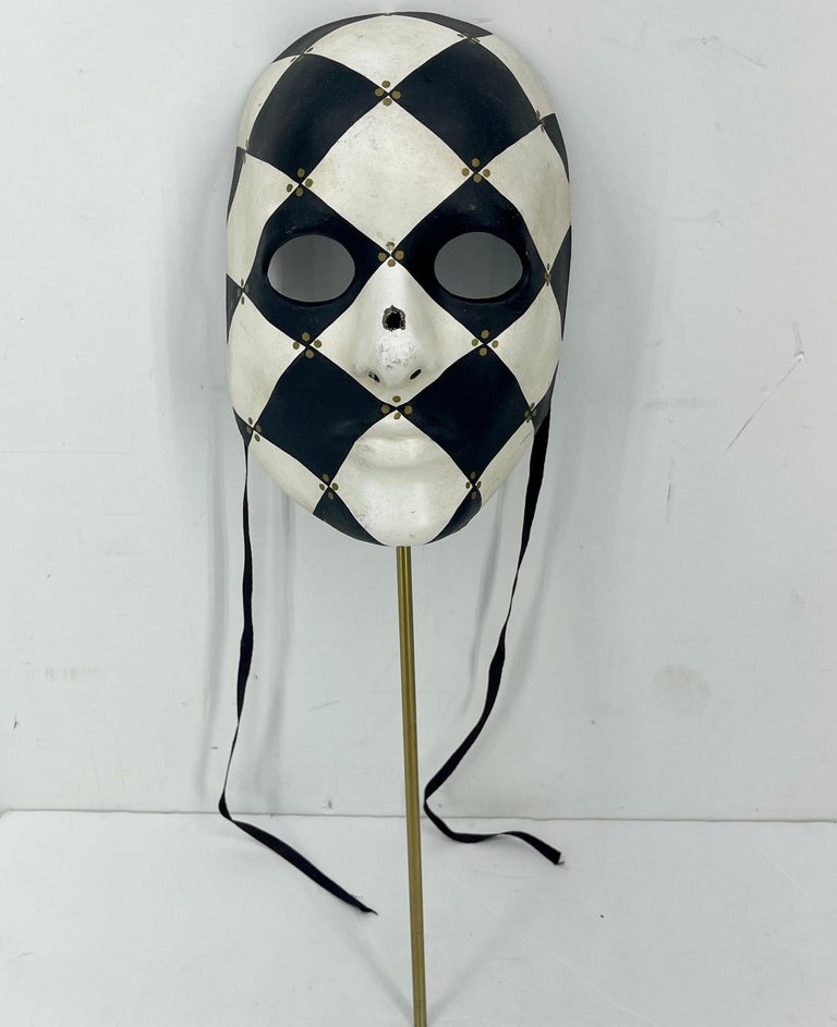 Vintage Pair Venetian Masquerade Mask on Opera Sticks For Sale at 1stDibs