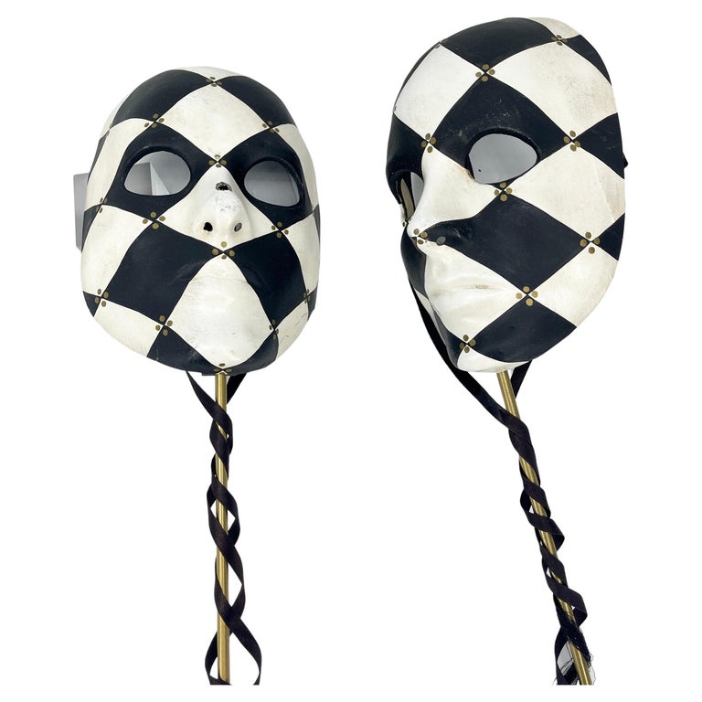 Vintage Pair Venetian Masquerade Mask on Opera Sticks at 1stDibs