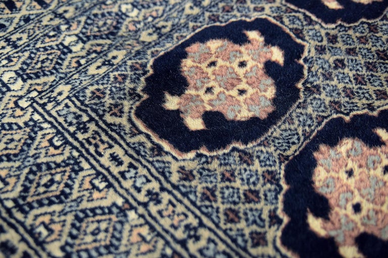 Vintage Original Pakistani Hand-Woven Oriental Blue Bukhara Rug from ...