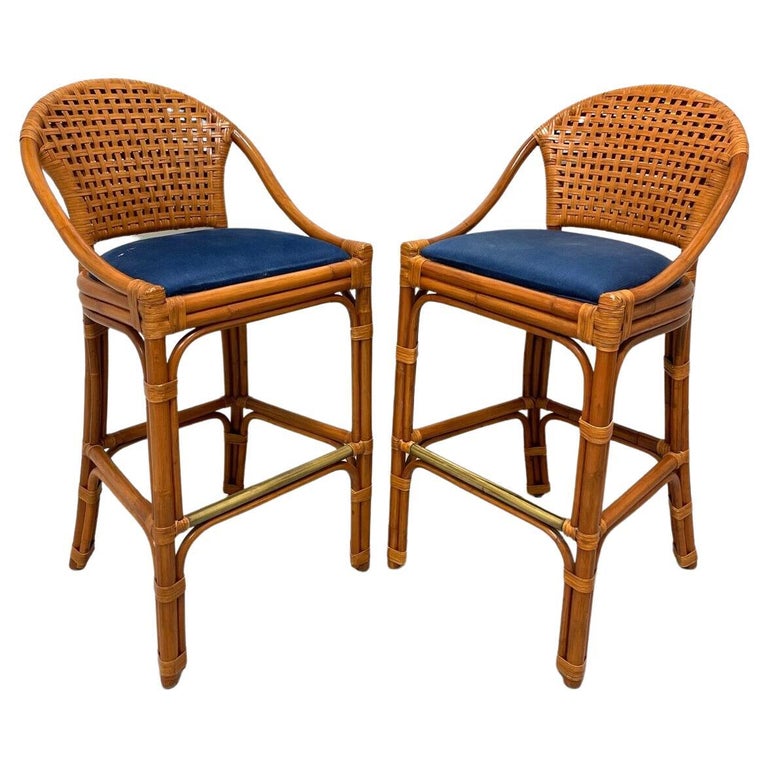 PALACEK Faux Bamboo Bar Height Barstools - Pair A For Sale at 1stDibs