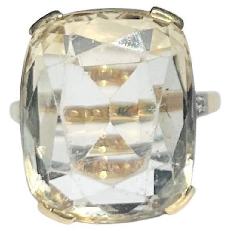 Vintage Pale Citrine and 9 Carat Gold Cocktail Ring For Sale at 1stDibs